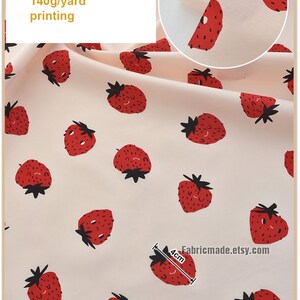 Red Strawberry on Pale Pink Cotton Fabric- 1/2 Yard - Etsy