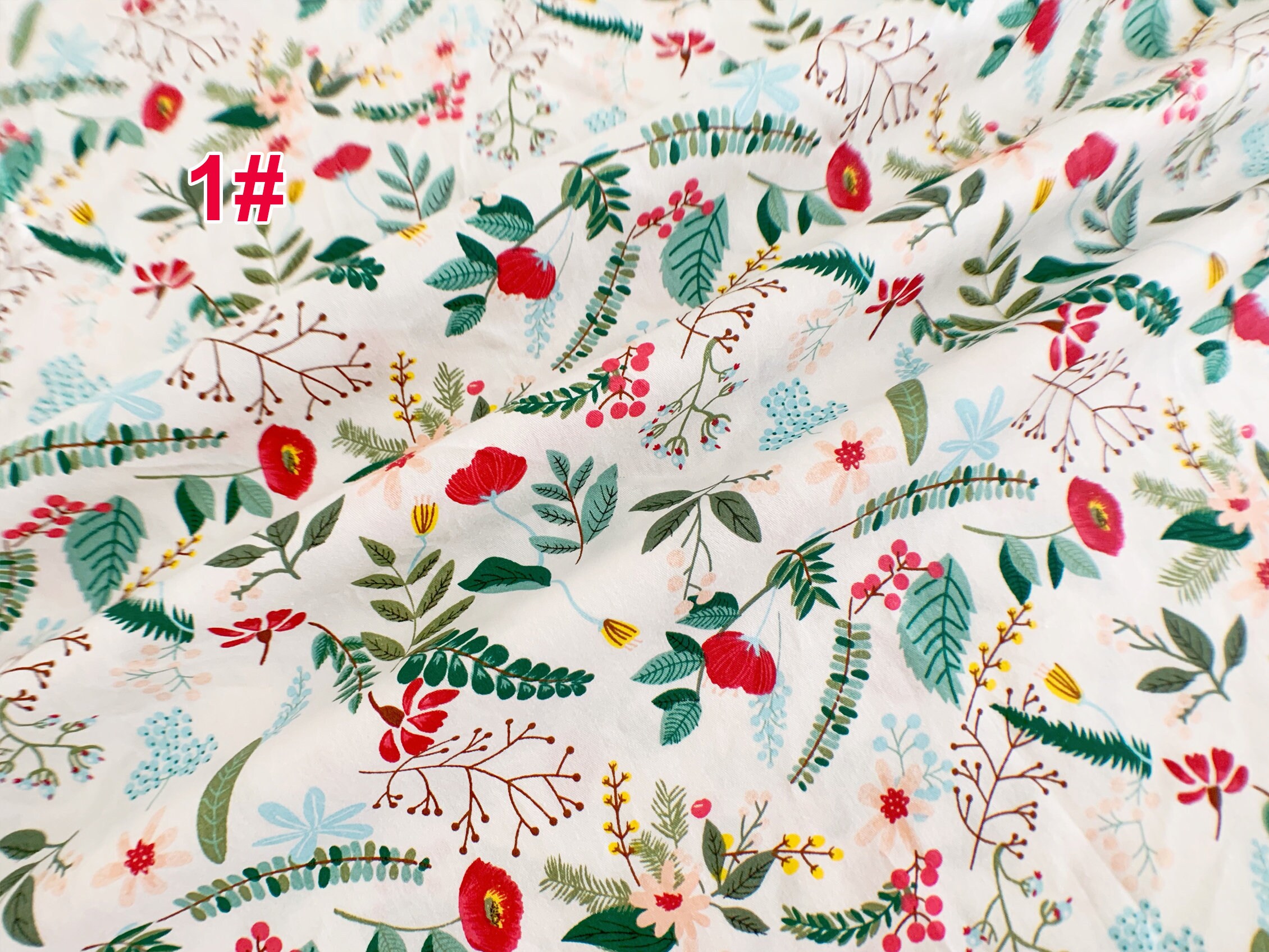 Little Wild Floral Cotton Fabric in Navy Blue Flower Quilting | Etsy