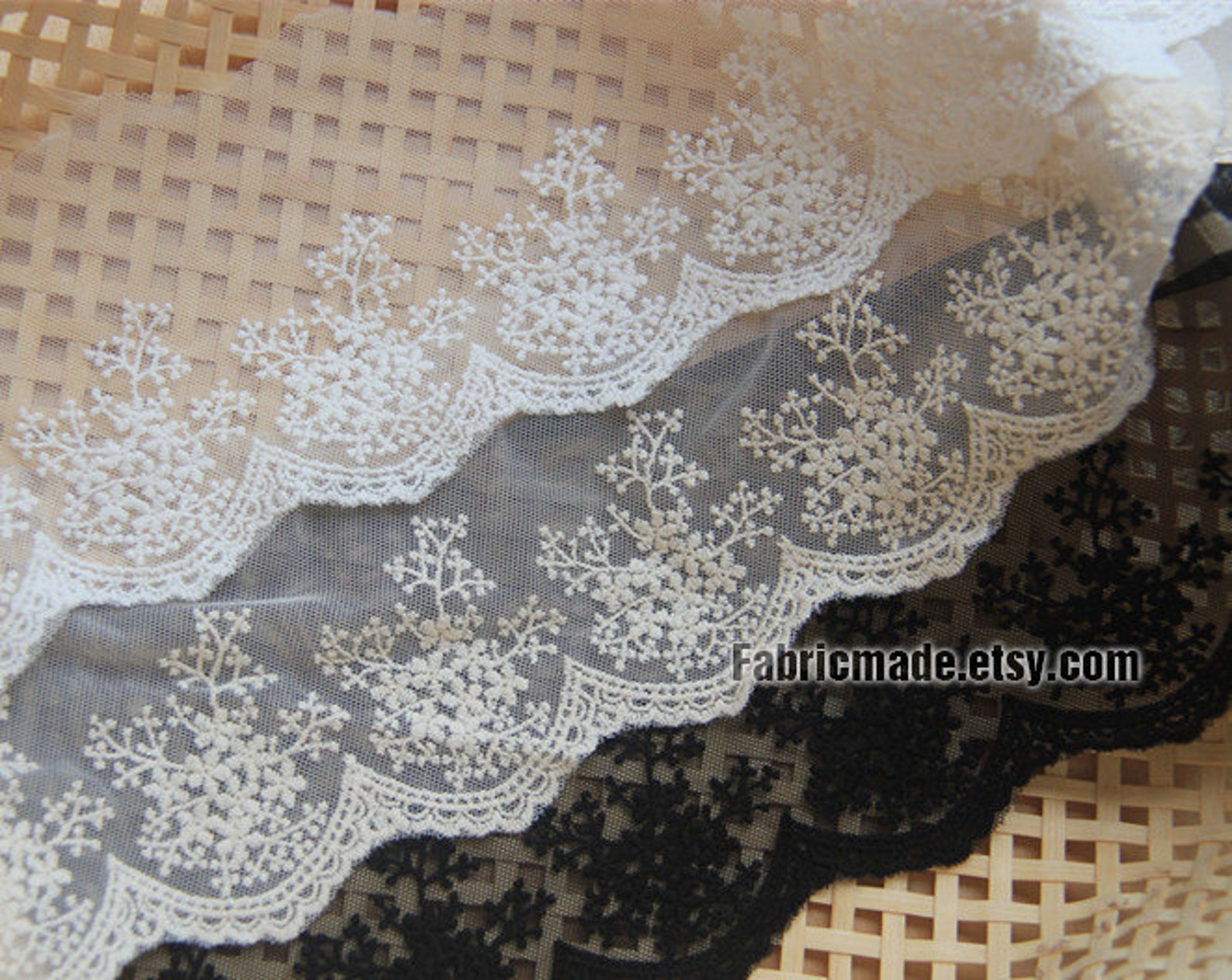 White Embroidery Lace Trim Bridal Lace Wedding Lace Floral - Etsy