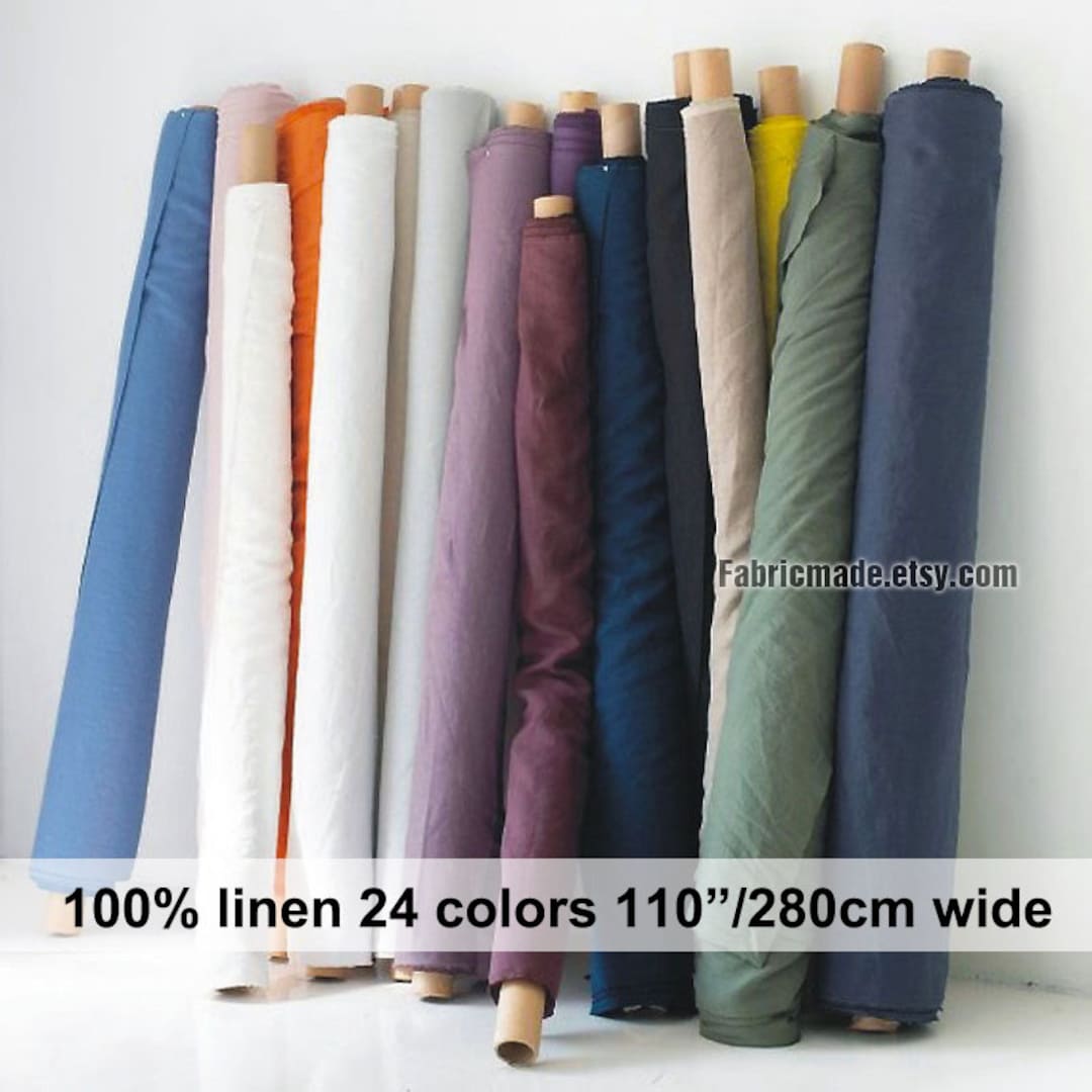 110" Width 100% Linen Fabric, Solid Softened Stonewashed Linen for ...