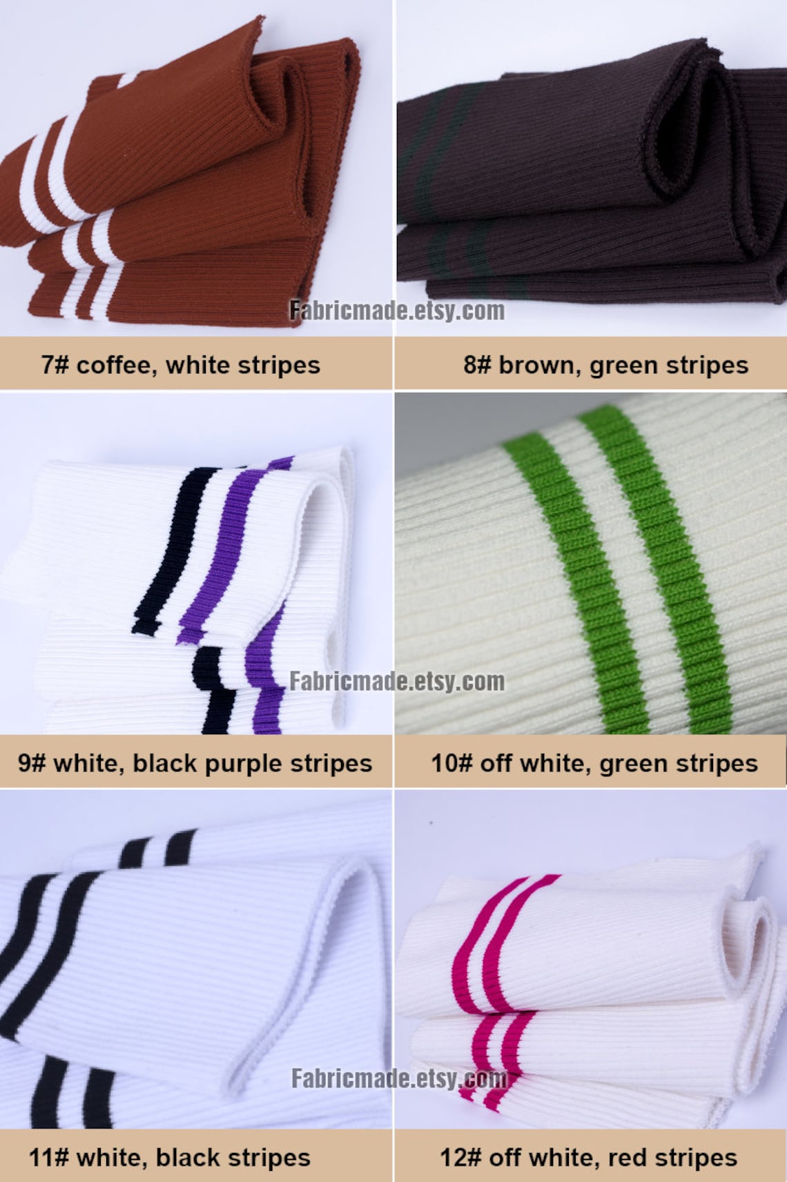 30 Colors Stripes Ribbing- 15cm X 80cm Ribbing and Binding Knit Fabric ...