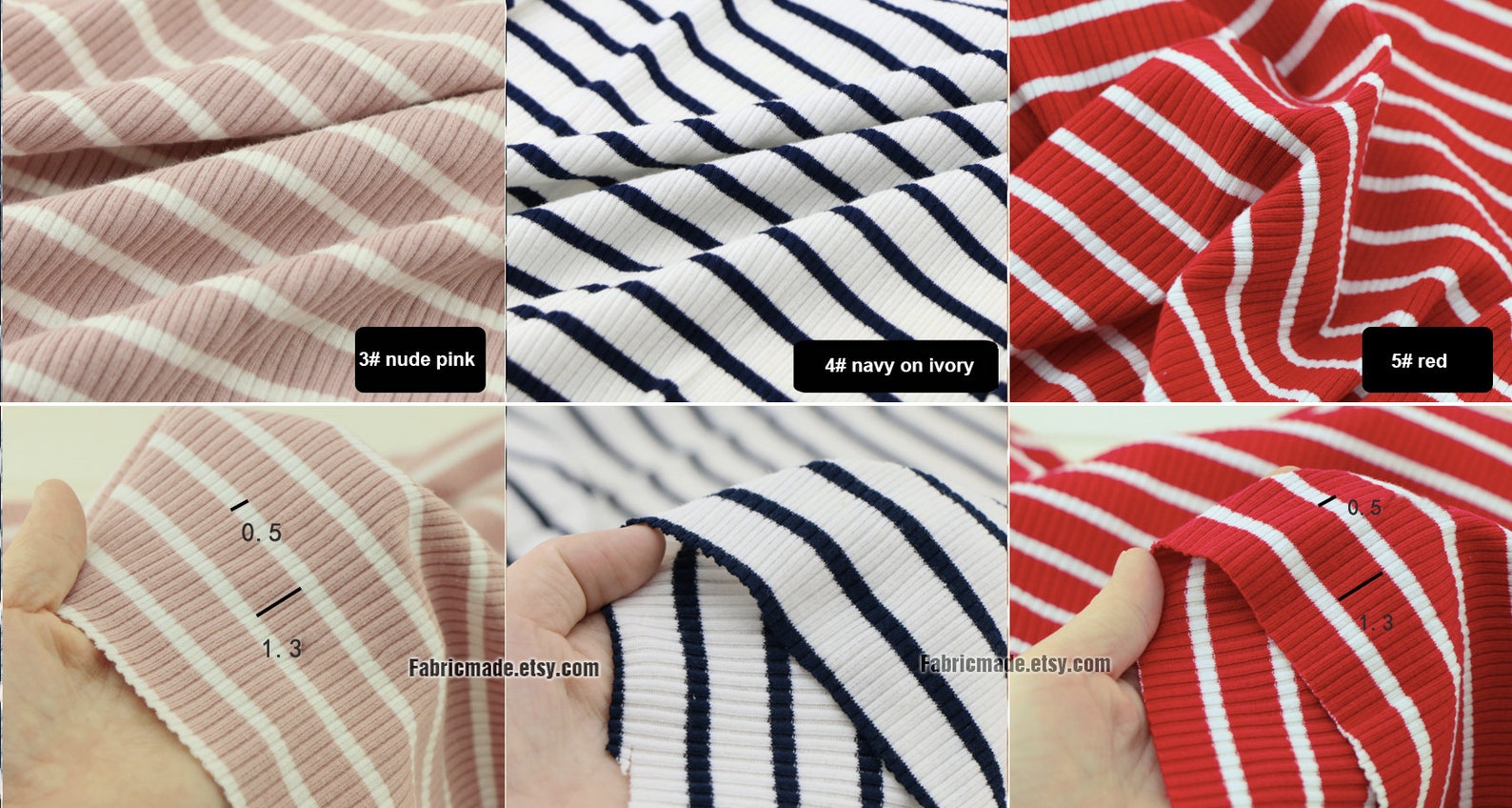 Rib Knit Cotton Fabric, Ribbing Binding Stripes Knitting Fabric in 11 ...