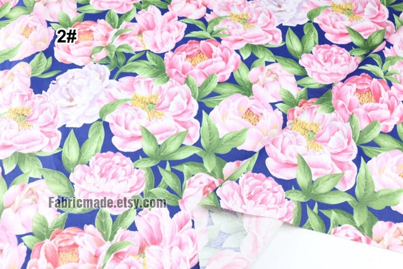 Shabby Chic Bright Peony Flower Cotton Fabric Large Flower - Etsy