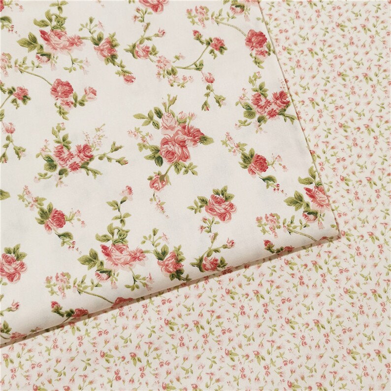 Red Rose Flower Cotton Fabric Tiny Small Floral Quilting - Etsy