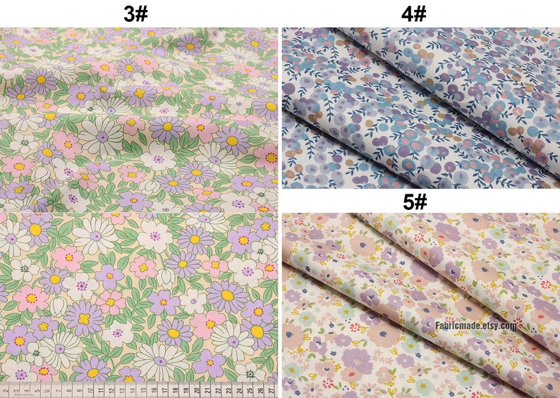Purple Cotton Collection Lilac Flower Polka Dots Solid Cotton Fabric- 1 ...
