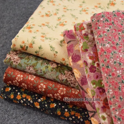Corduroy Cotton Fabric Floral Paisley Flower Cotton 1/2 Yard - Etsy
