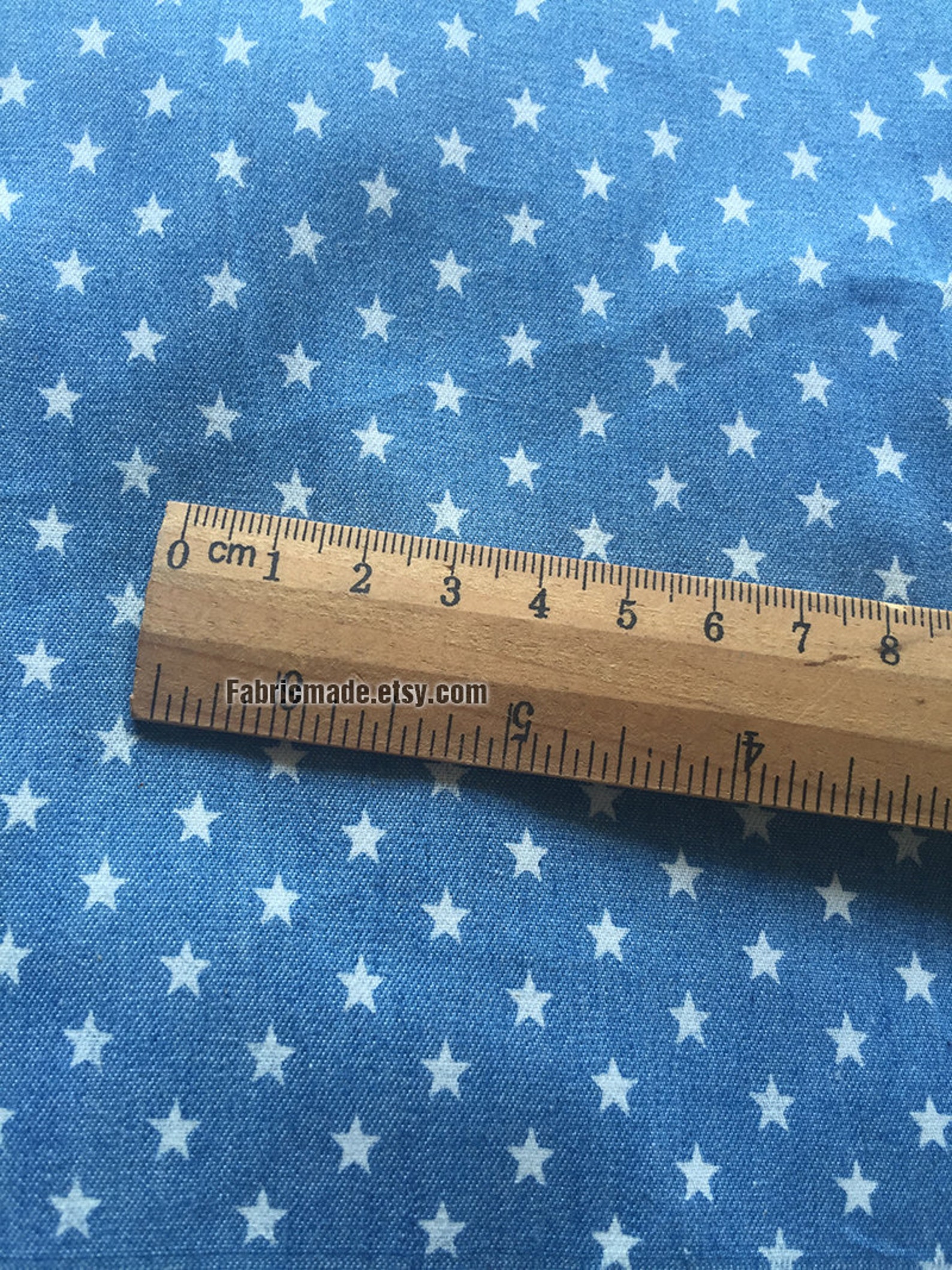 Pre Washed Denim Cotton Fabric – Light Weight Blue Stars/dots - Etsy