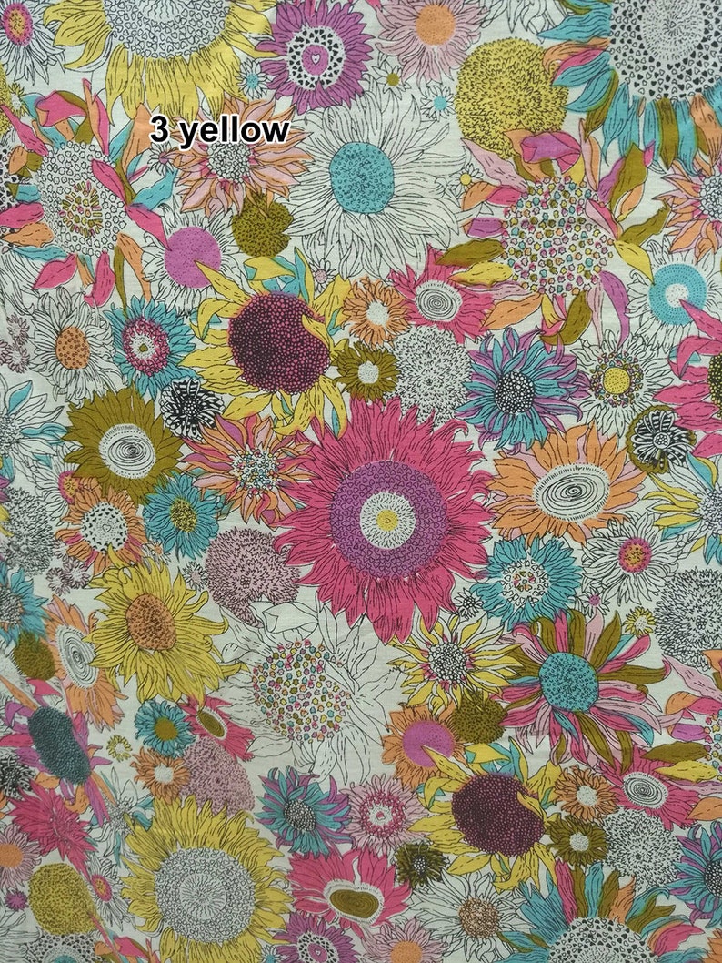 Sunflower Cotton Fabric Flower Fabric Floral Fabric Cotton | Etsy