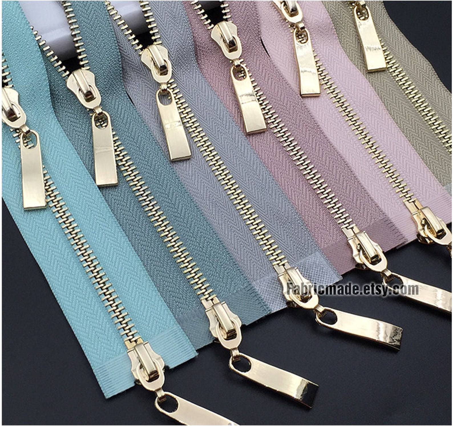 24 Colors Gold Teeth Zippers, Two Ways Metal Zippers for Jackets ...