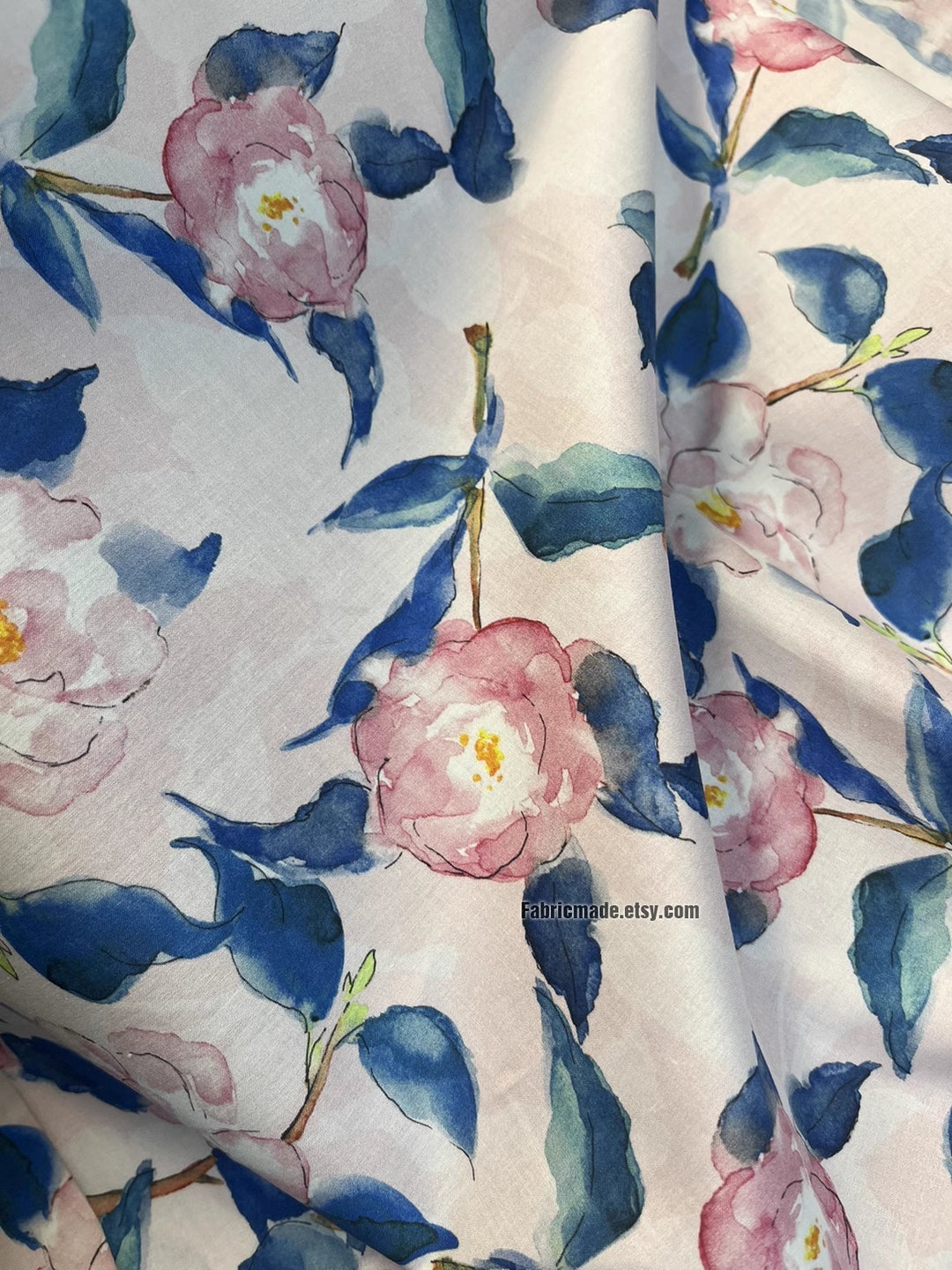 One Yard - Pink Rose Flower Cotton Fabric- Fabric by the Yard - Etsy