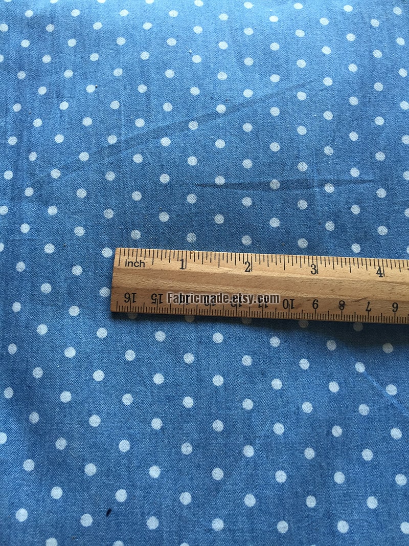Pre Washed Denim Cotton Fabric – Light Weight Blue Stars/dots - Etsy UK