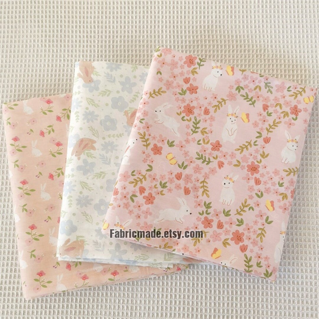 92"/ 235cm Wide Rabbit Cotton Fabric, Baby Pink Cotton, Cute Bunny Toy ...