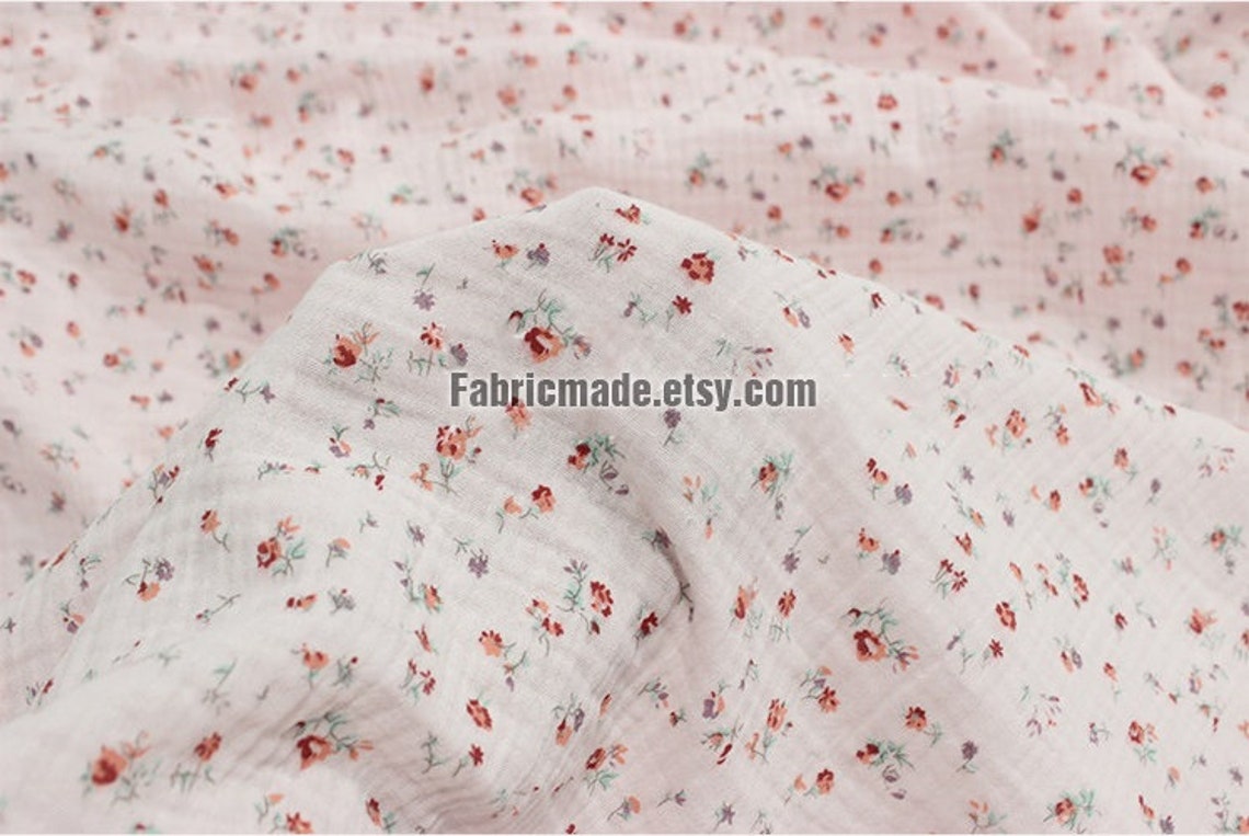 Mini Rose Floral Double Layers Cotton Crinkle Gauze Fabric for - Etsy