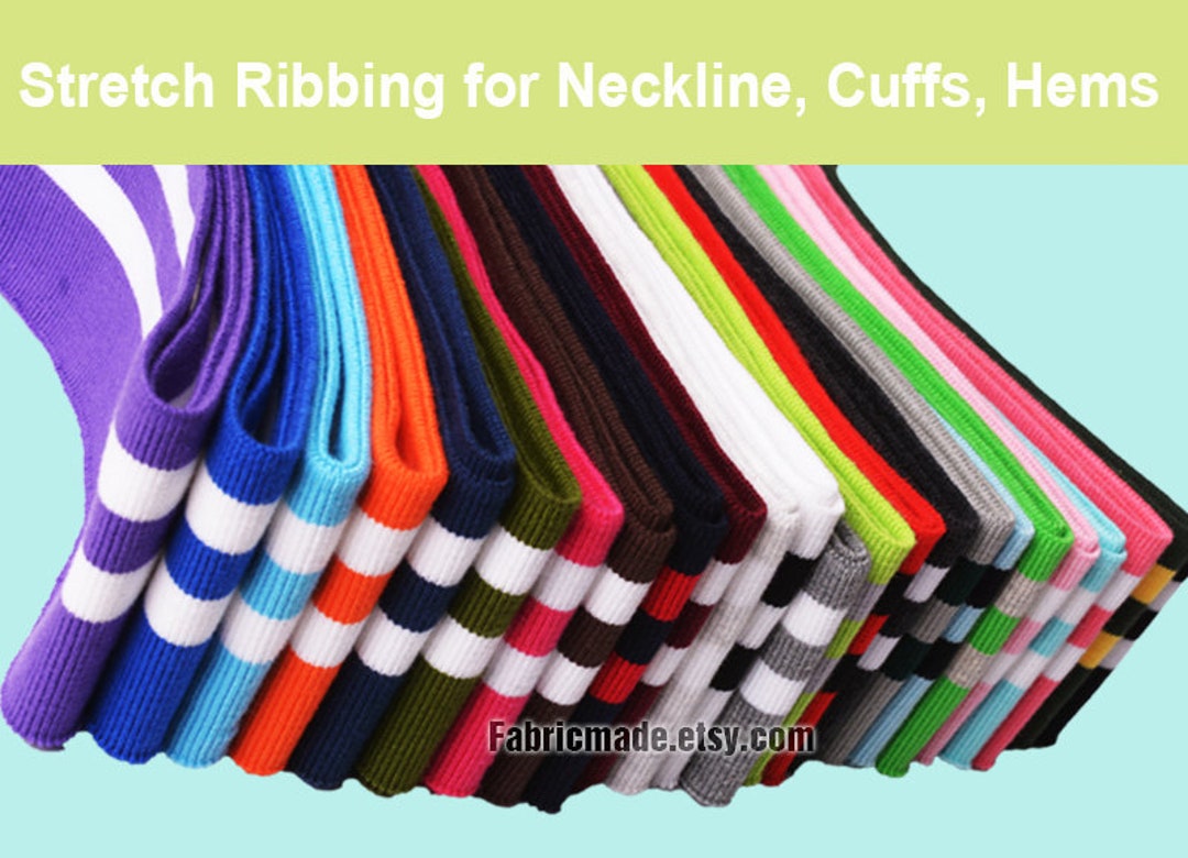 A Pair - 1X1 1.4" 2.5" 3.5cm 6.5cm Stripes Cotton Ribbing Ribbing and ...