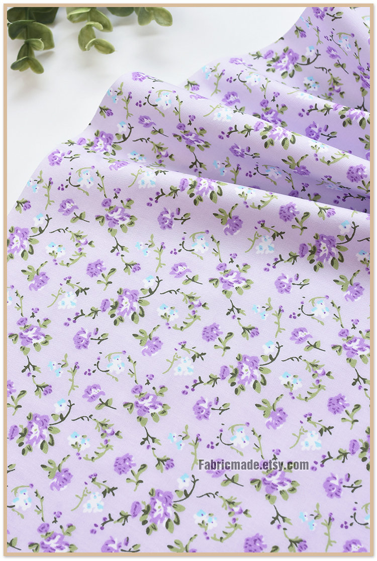 Soft Lilac Floral Cotton Fabric Purple Mauve Flower Cotton - Etsy