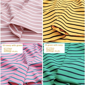 Stripes Jersey Knit Cotton Fabric, Grey White Red Green Navy Blue Black ...