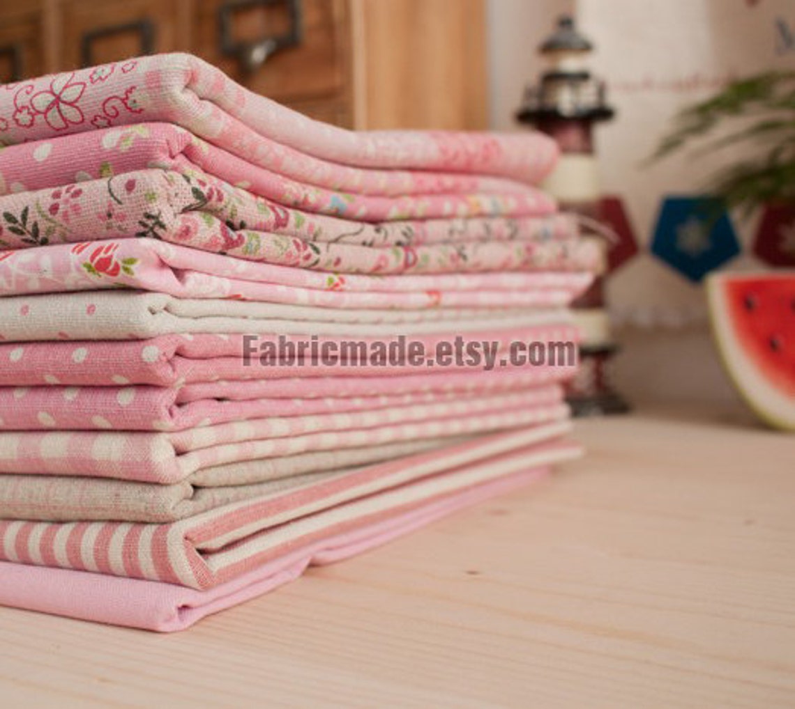Pink Bundle Pink Linen Cotton Fabric Bundle Pink Fabric Fat - Etsy