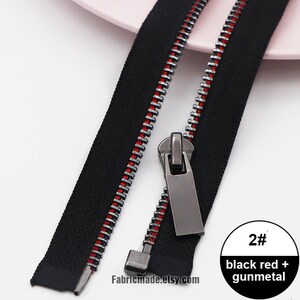 Black Grey Gray White Coffee Gunmetal Teeth Zippers, #5 BRASS Opening ...