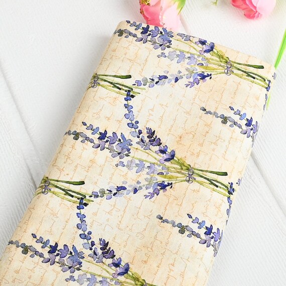 Lavender Floral Letters Cotton Fabric 1/2 Yard | Etsy