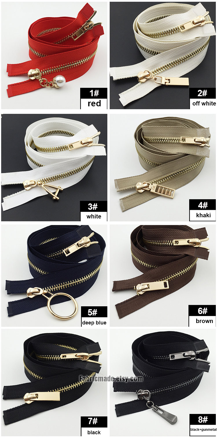 Luxury 80-120cm Gold Teeth Zippers Two Ways Metal Zippers for | Etsy