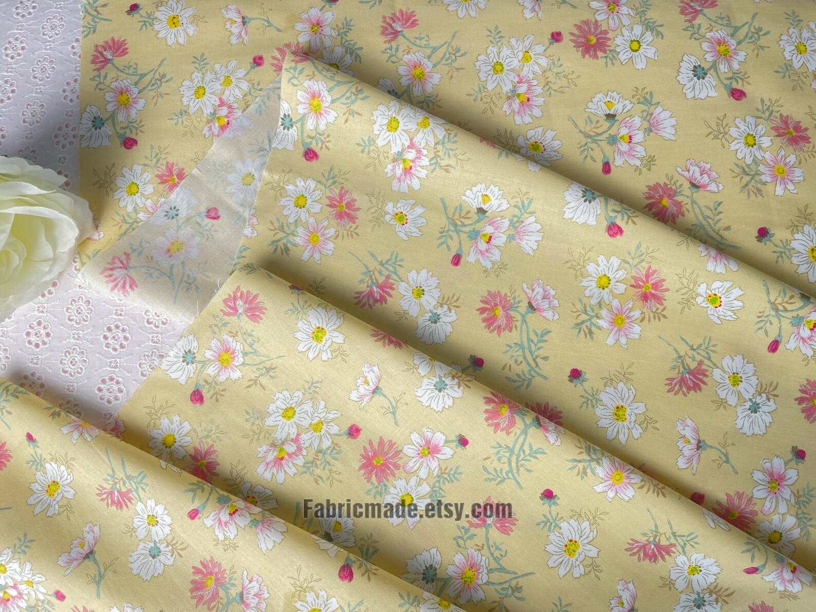 Flower Cotton Fabric Bundle, A Fat Quarter Fabric Bundle, Shabby Chic ...