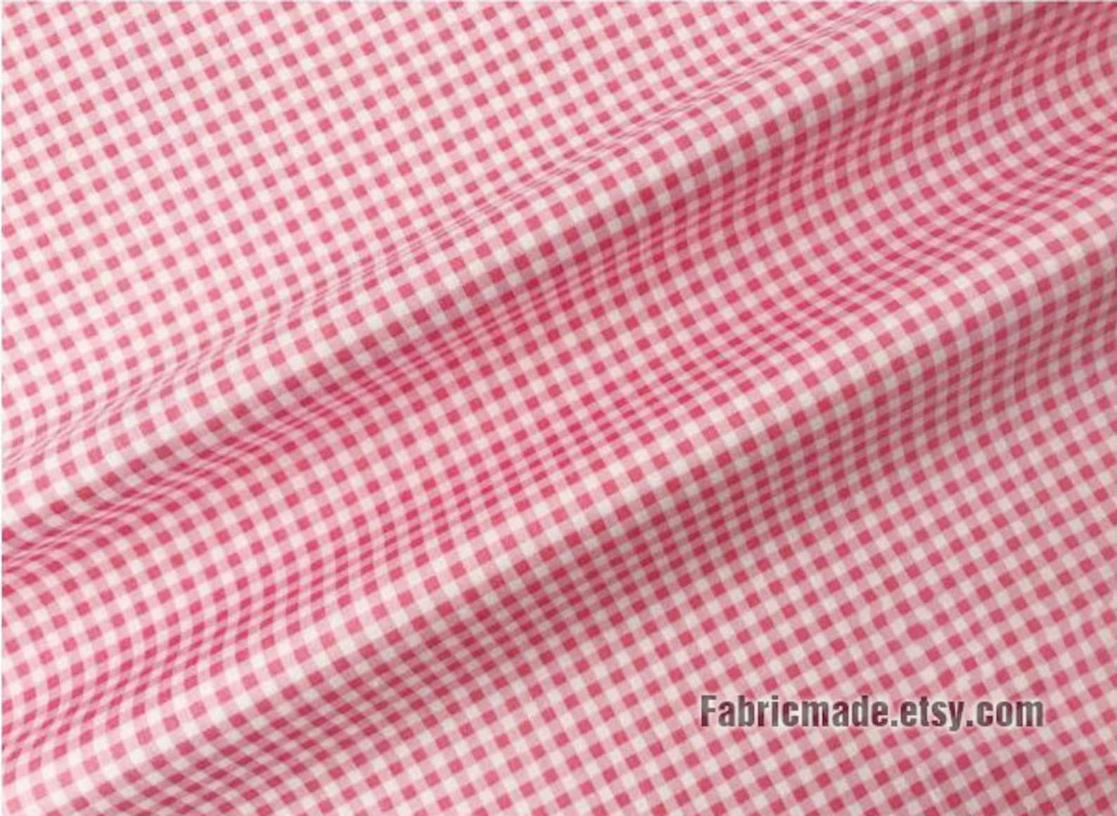 Rose Cotton Fabric Pink Blue Rose Plaid Shabby Chic Fabric Cotton- 1/2 ...