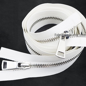 21 Colors - Long Silver Teeth Heavy Zippers, Two Ways Metal Zippers for ...