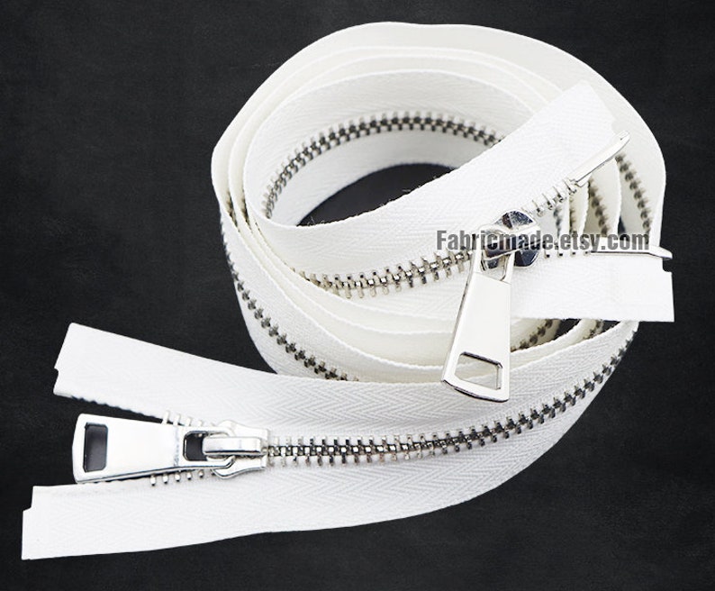 21 Colors - Long Silver Teeth Heavy Zippers, Two Ways Metal Zippers for ...
