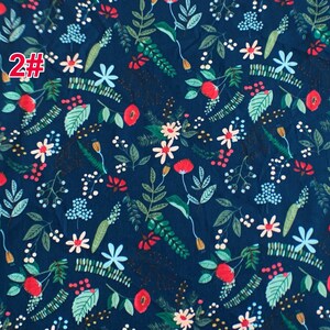 Little Wild Floral Cotton Fabric in Navy Blue Flower Quilting Cotton -1 ...
