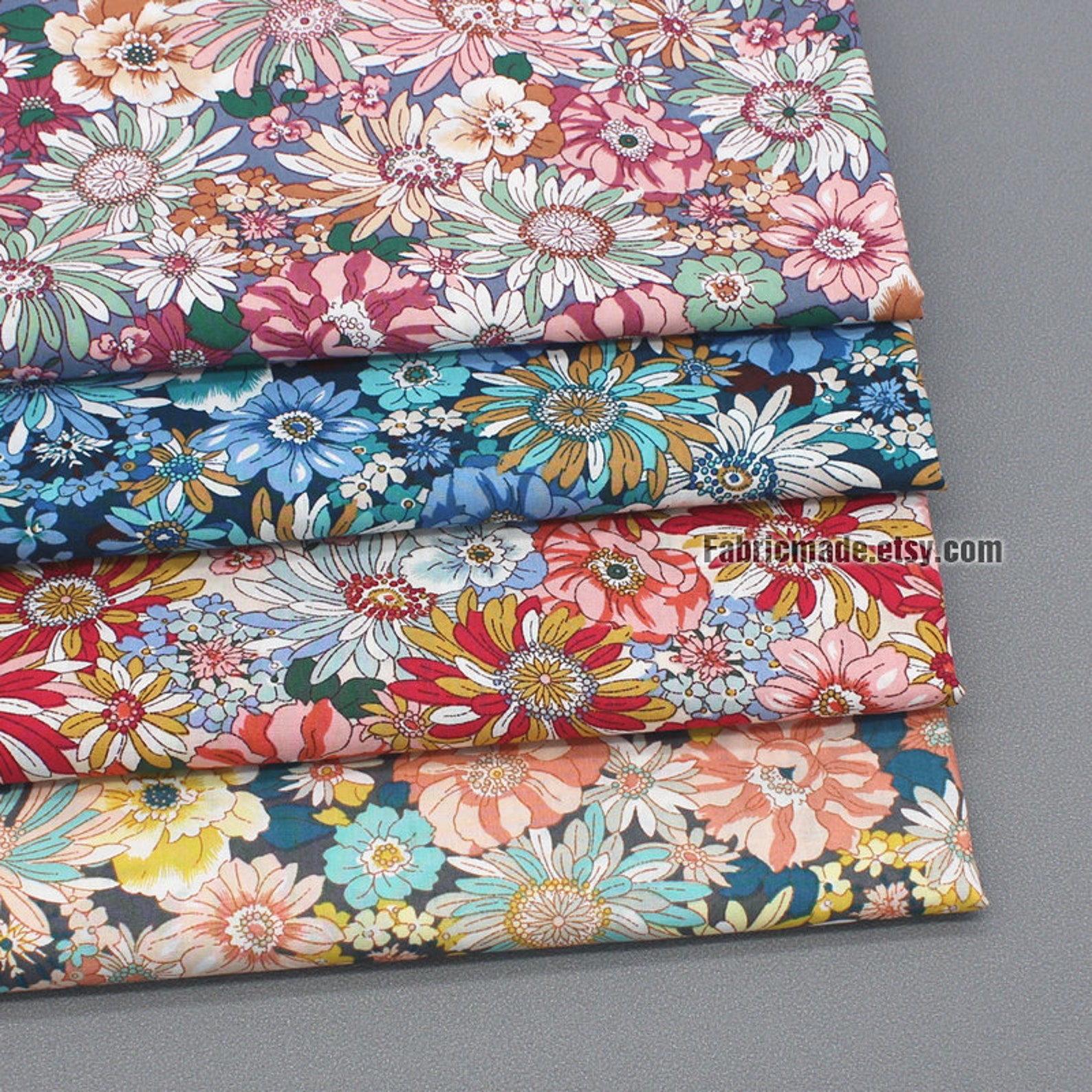 Shabby Chic Daisy Cotton Fabric - Floral Print, Girl's Dress Craft, 1/2 ...