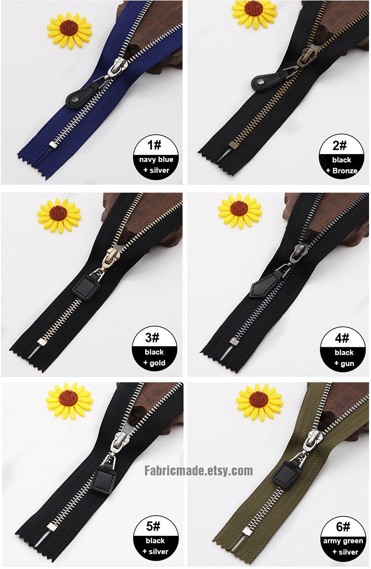 5# Gold Bronze Silver Teeth Zippers, Army Green Navy Blue Brown Gray ...