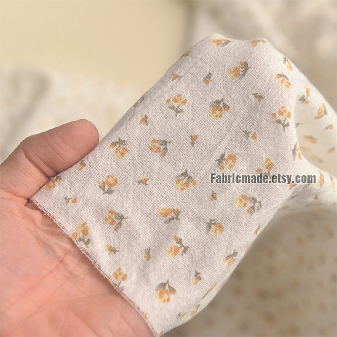 Pre-washed Little Yellow Flower Linen Blended Fabric 1/2 | Etsy