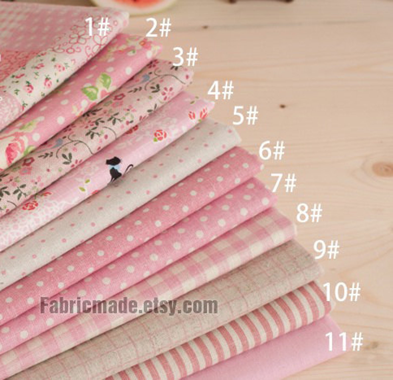 Pink Bundle Pink Linen Cotton Fabric Bundle Pink Fabric Fat - Etsy
