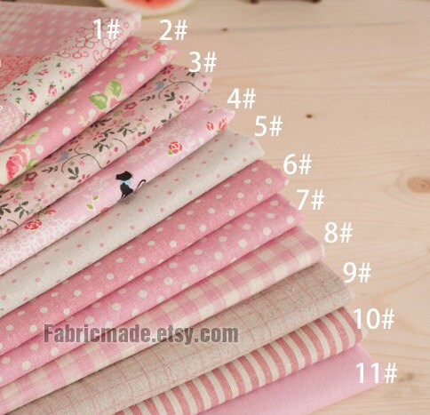 Pink Bundle Pink Linen Cotton Fabric Bundle Pink Fabric Fat - Etsy