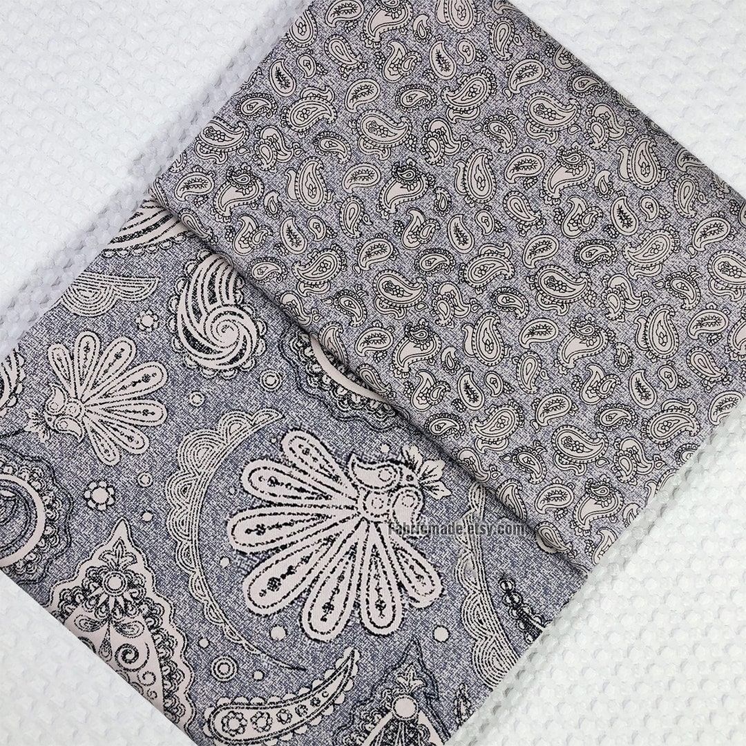 Gray Gray Paisley Floral Cotton Fabric- 1/2 Yard - Etsy