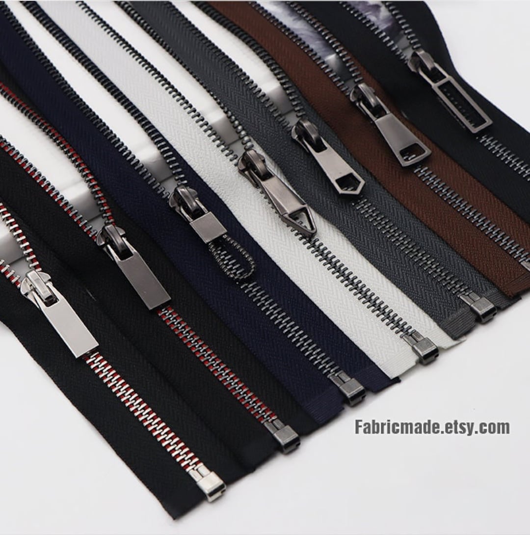 Black Grey Gray White Coffee Gunmetal Teeth Zippers, #5 BRASS Opening ...