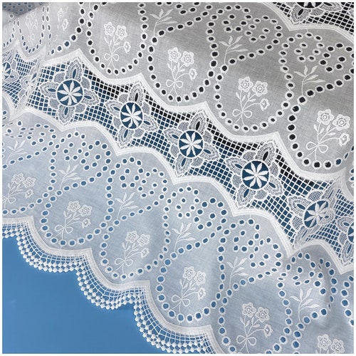 White Cotton Eyelet Border Fabric Lace Border Cotton Fabric - Etsy