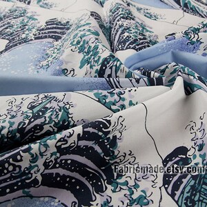 Cotton Fabric With Blue Sea Wave Hokusai‘s Wave - 1/2 Yard - Etsy