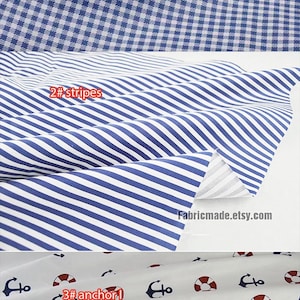 Nautical Cotton Fabric, Red, Navy, and White Anchor, Sailboat Print ...