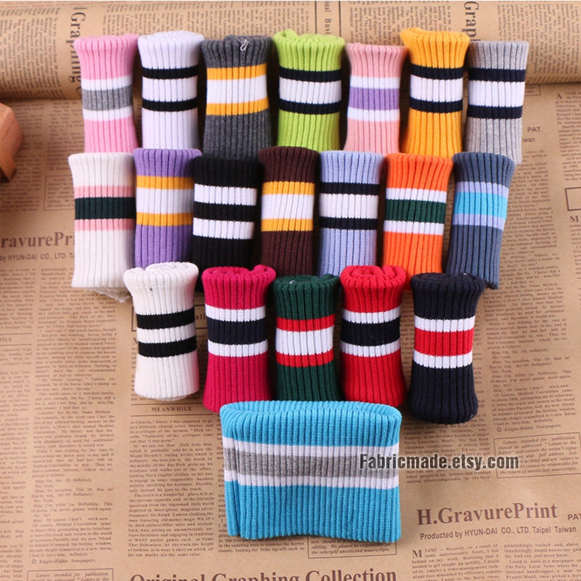 A Pair Folded Knit Cuff Fabric Stripes Ribbing Fabric Cotton - Etsy