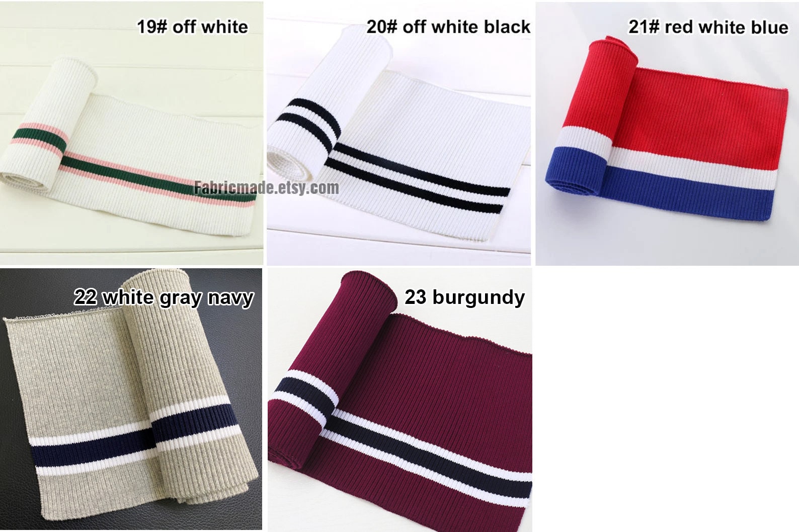 21 Colors Stripes Ribbing- 15cm X 80cm Ribbing and Binding Knit Fabric ...