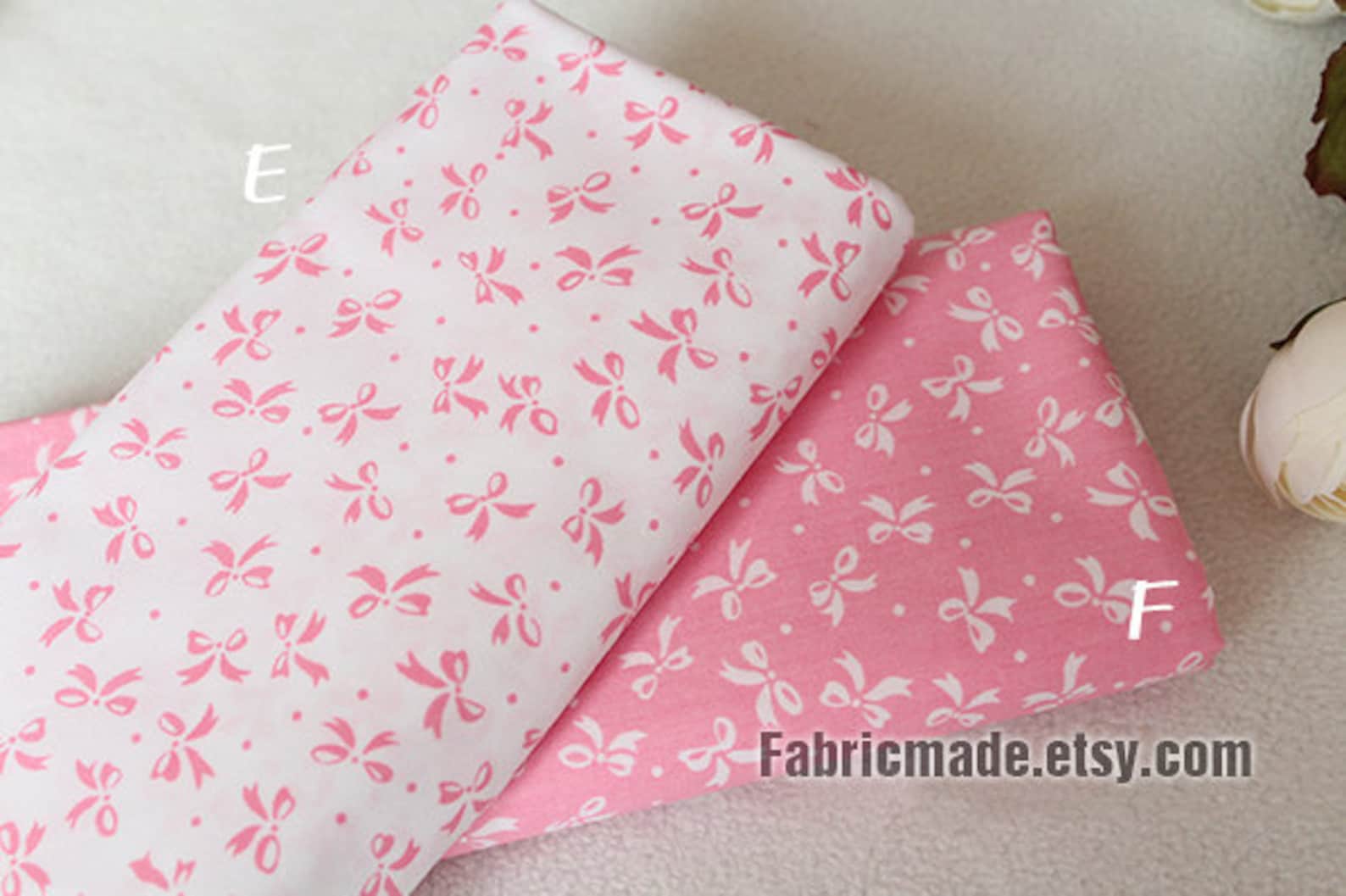 Bows Cotton Fabric White Cotton With Pink Blue Green Bowknot - Etsy