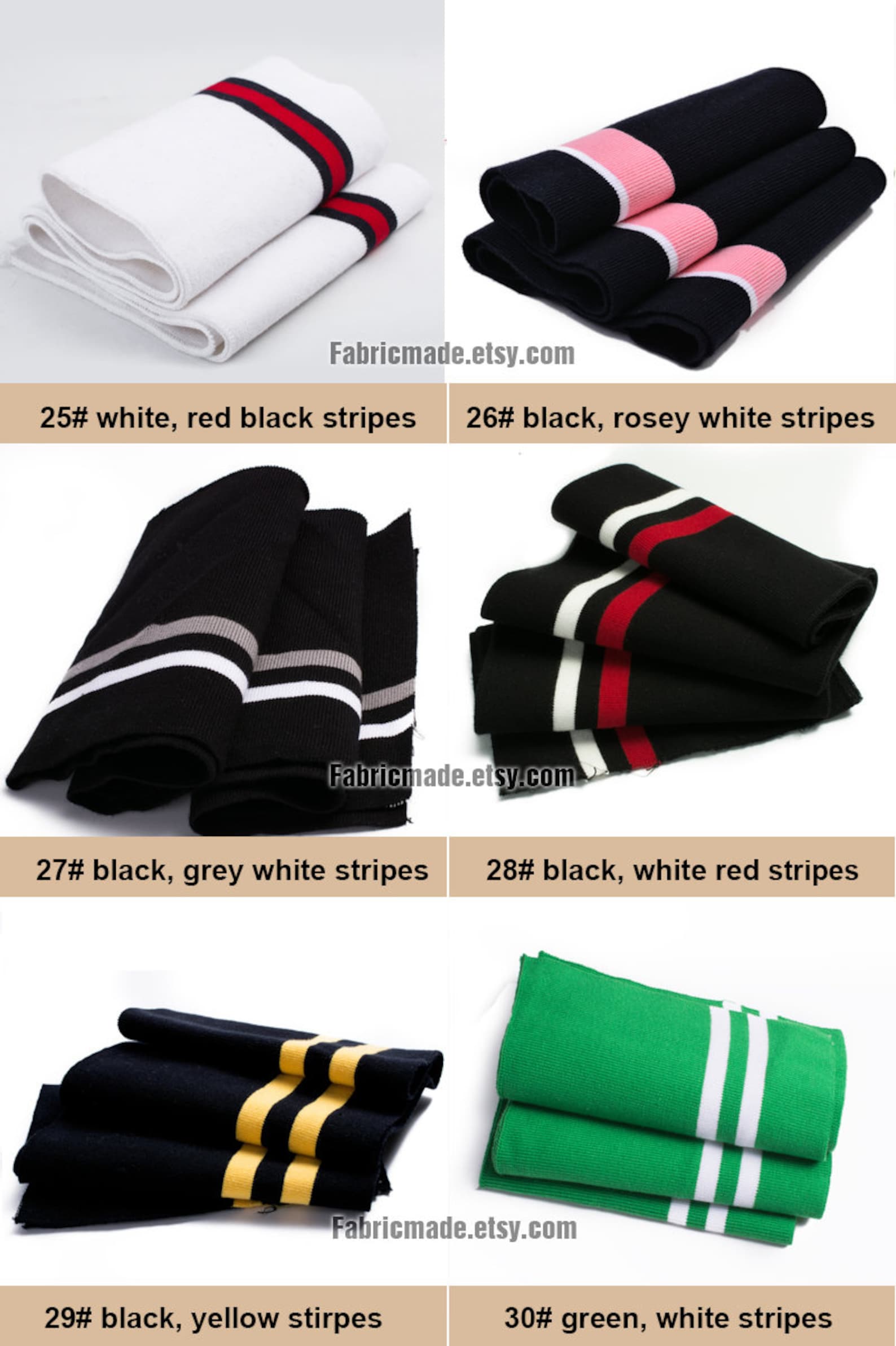 1X1 33 Colors Stripes Ribbing- 15cm X 80cm Ribbing and Binding Knit ...