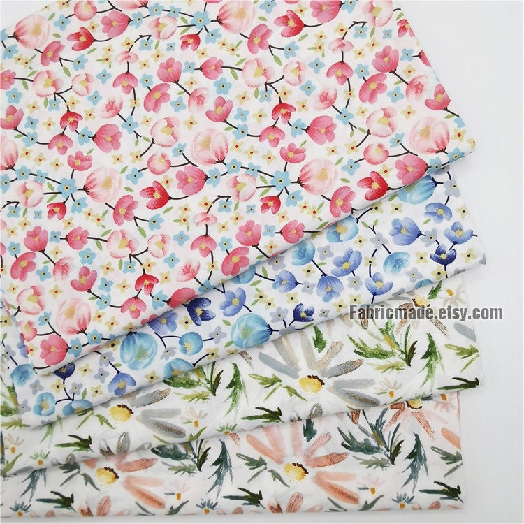 Watercolor Floral Cotton Fabric for Quilting Dress - 1/2 Yard - Etsy