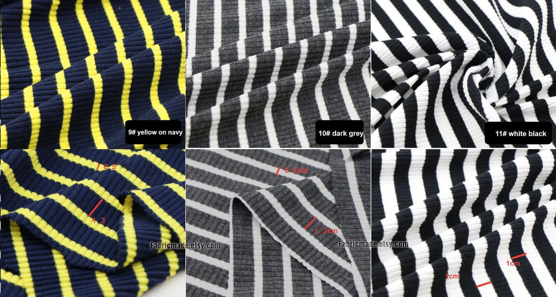 Rib Knit Cotton Fabric, Ribbing Binding Stripes Knitting Fabric in 11 ...