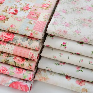 Rose Bouquet Floral Cotton Fabric, Roses Flower Cotton Collection - 1/2 ...