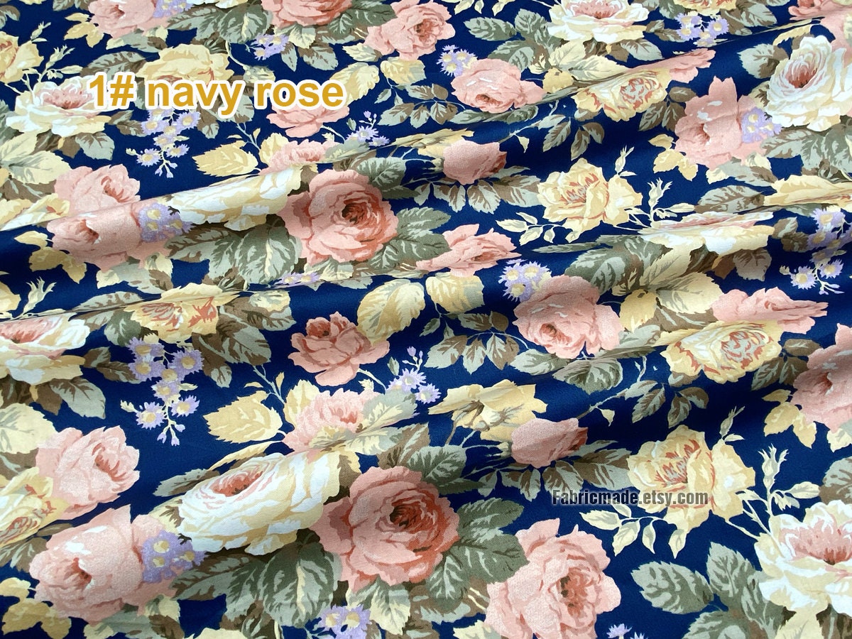 Pink Rose Fabric Roses Floral Cotton Shabby Chic Cotton - Etsy