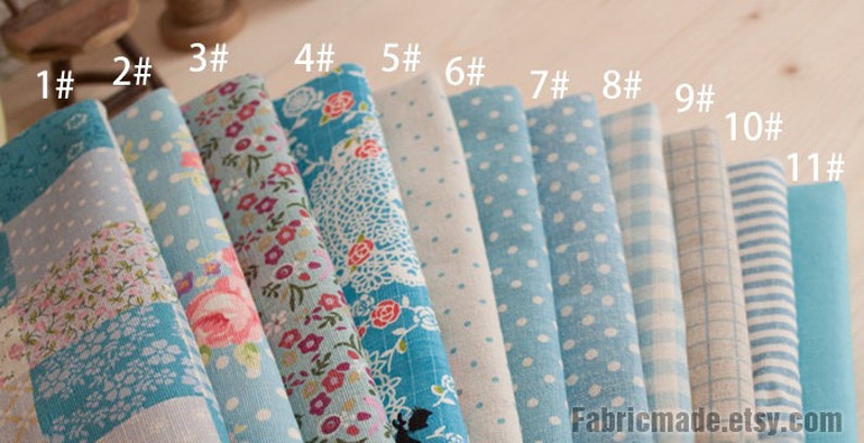 Blue Bundle Blue Linen Cotton Fabric Bundle Blue Fabric Fat - Etsy