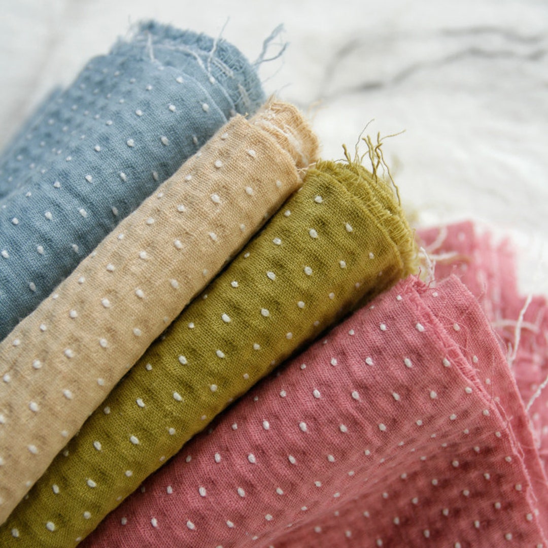 Thick Tiny Dots Fabric Jacquard Polka Dots in Green Beige Pink Blue ...
