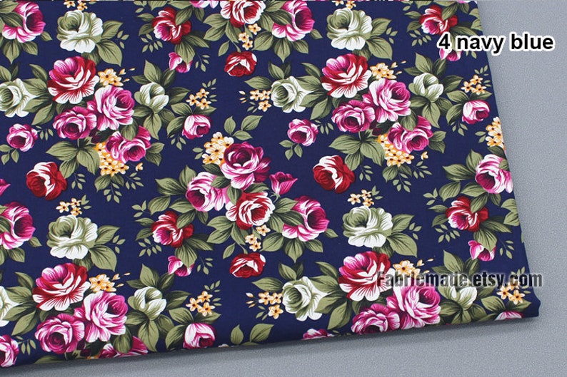 Pink Red Rose Floral Fabric Coordinating Fabric Flower Shabby | Etsy